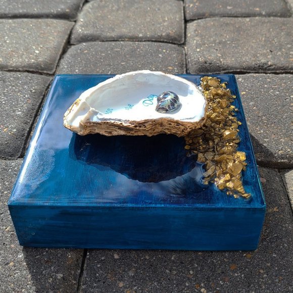 Hand Crafted | Art | Seas The Day Oyster Shell Wall Art Nautilus Gold ...